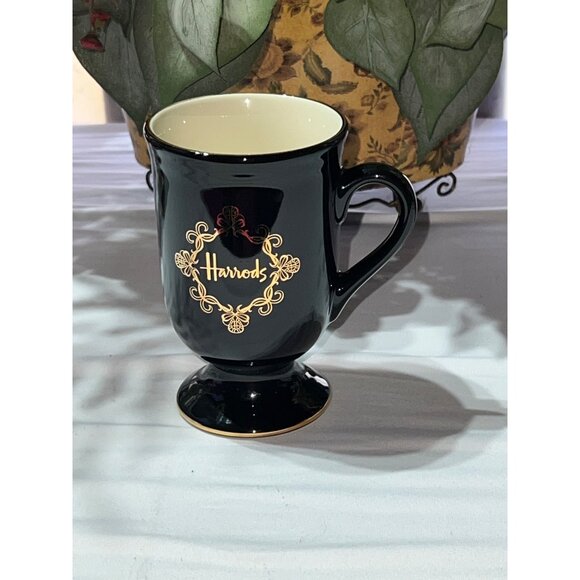 Harrods | Kitchen | Harrods Black Gold Ceramic Pedestal Mug | Poshmark